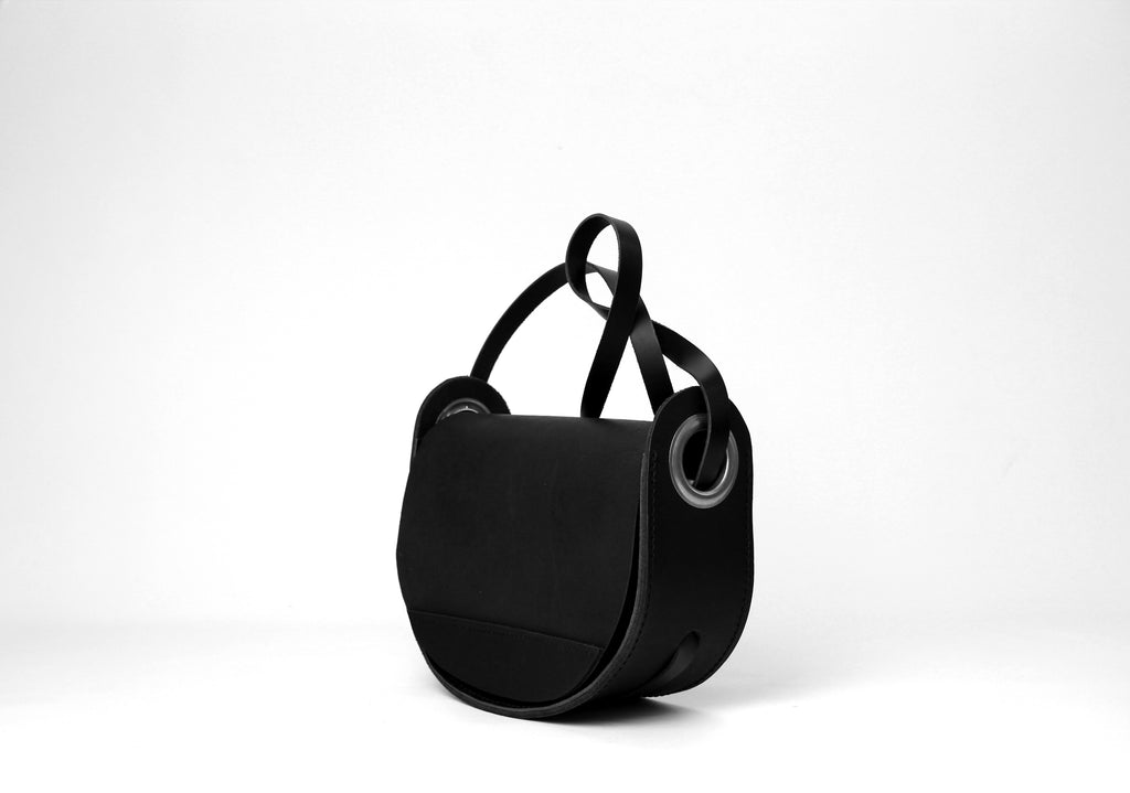 Crescent Handbag black on black – Elbow Workshop