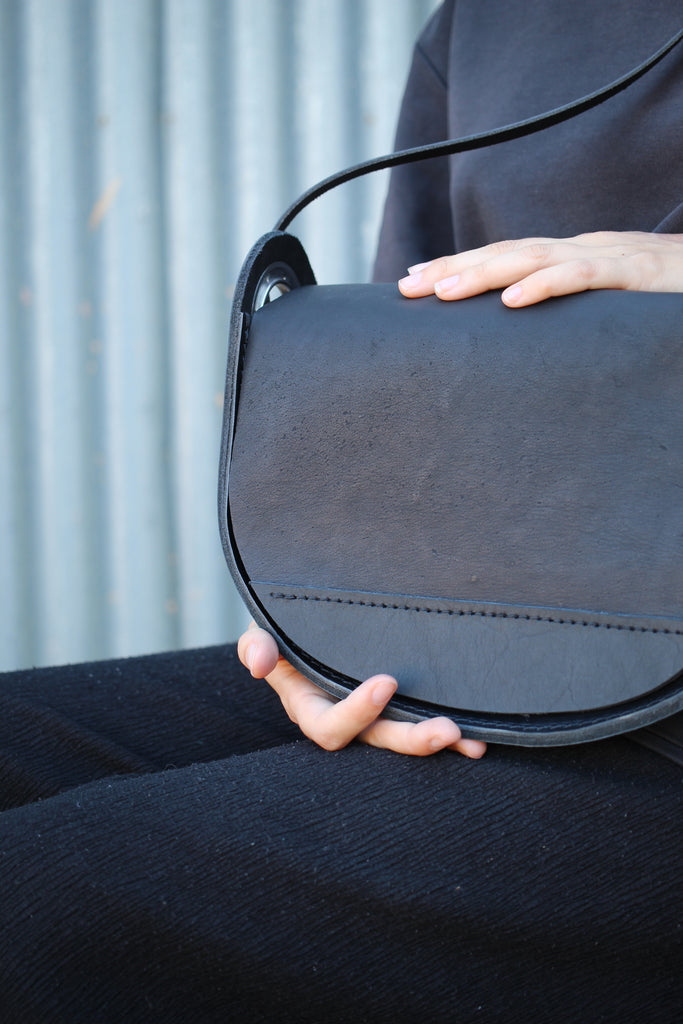 Crescent Handbag black on black – Elbow Workshop